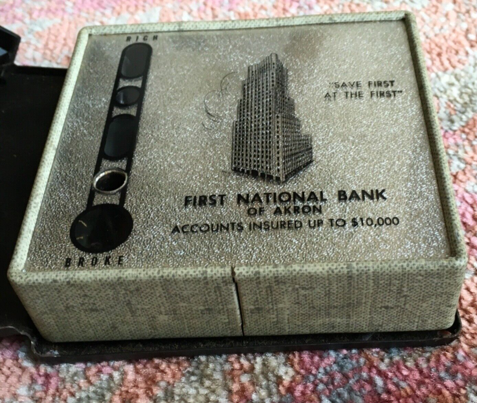 Vintage First National Bank of Akron Ohio Framed metal BANK / clock | eBay