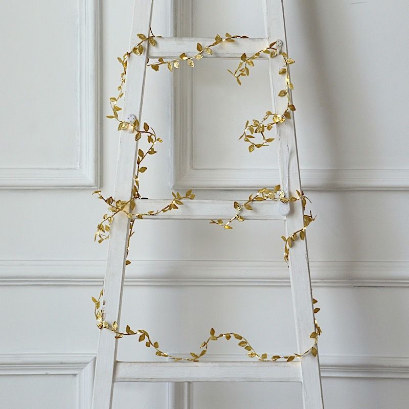 Metallic Gold 15 feet Rose Leaves Fairy Lights Battery Operated LED ...