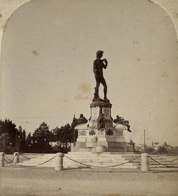 Italy Florence Statue Of Michelangelo C1890 Photo Giovanni Negri Stereo ...