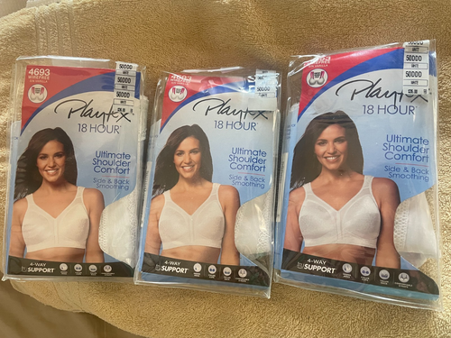 3 NEW PLAYTEX 18 HOUR 4 WAY SUPPORT ULTIMATE COMFORT BRA 50DDD WHITE ...