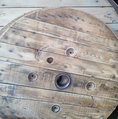SANDED Ready For Stain (110cm) Rustic Wooden Table Top Cable Reel ...