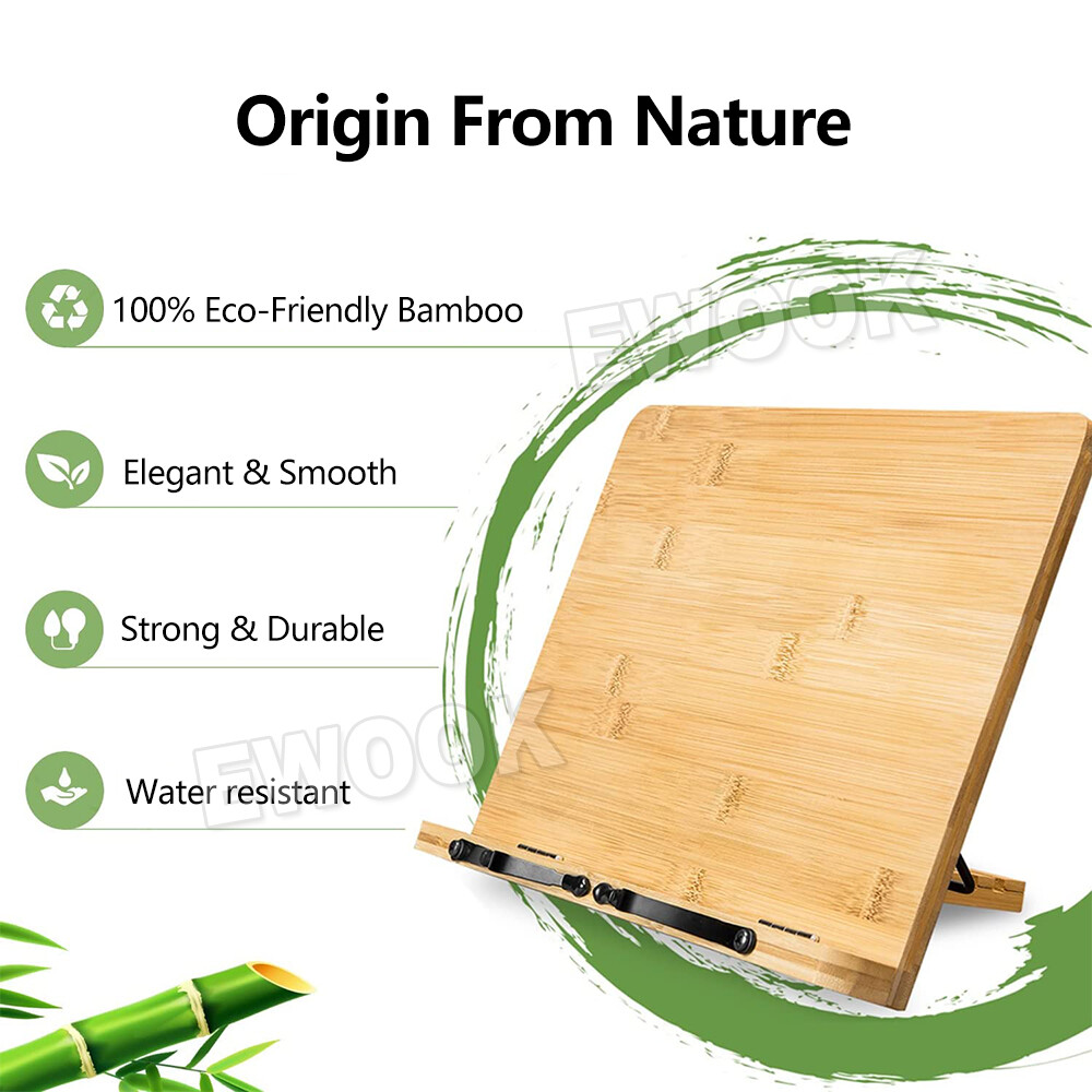 Portable Bamboo Reading Rest Cook Book Stand Document Holder Bookrest ...