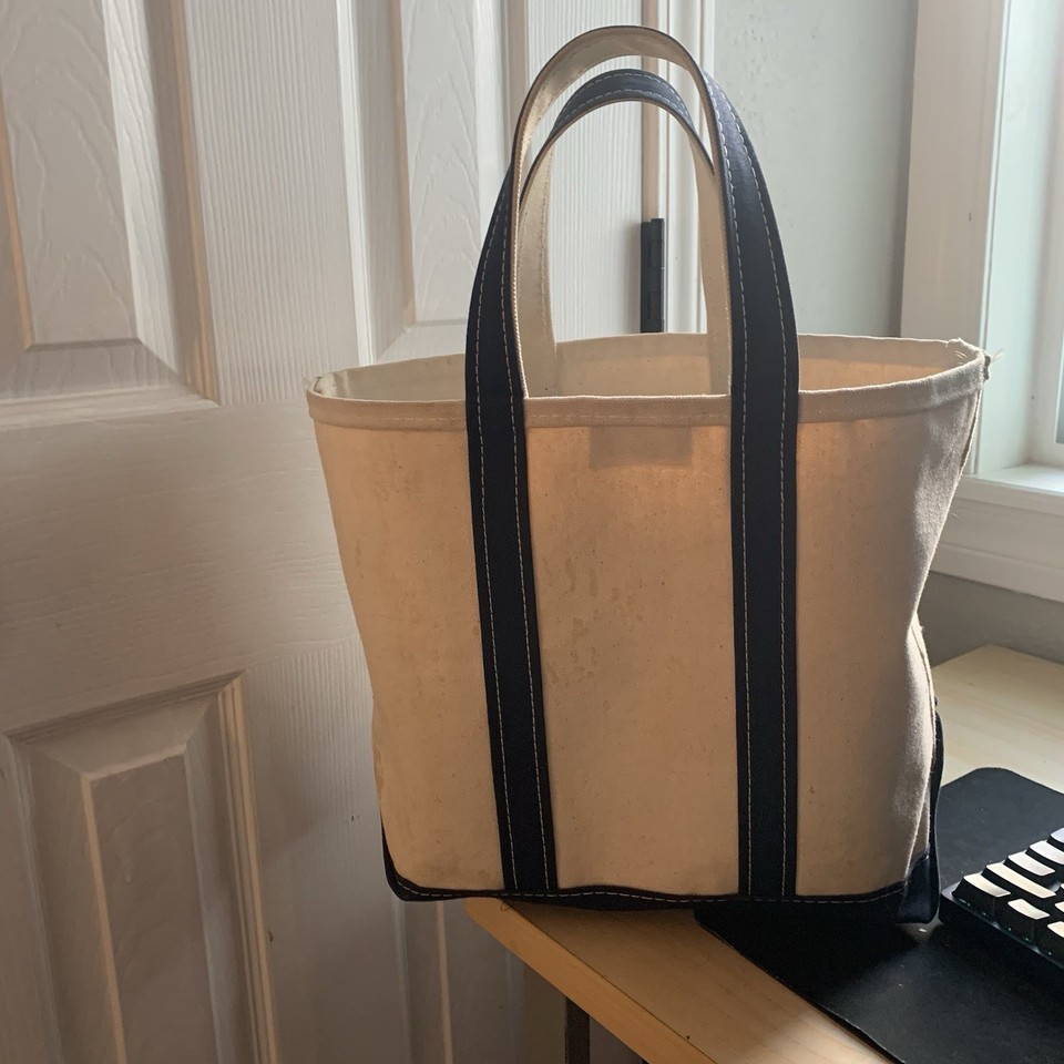 80’s LL Bean Boat Tote Bag Canvas Blue Straps Rare Clean No Flaws | eBay