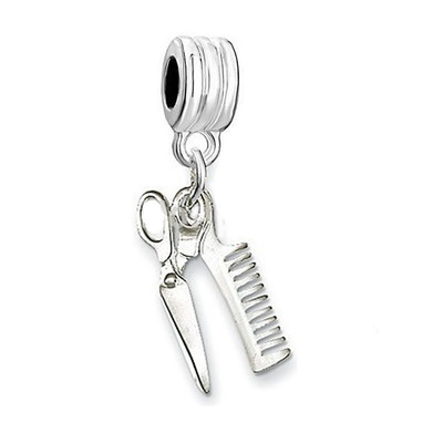 Comb & Scissors Dangle Charm European Bead Compatible for Most European ...