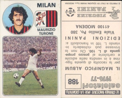 Calciatori Panini 1976/77 Figurine Sticker N.188 Milan, Maurizio Turone ...