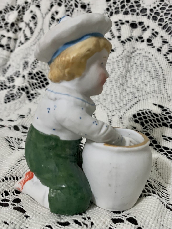 ANTIQUE German Figurine Boy With Bucket | eBay
