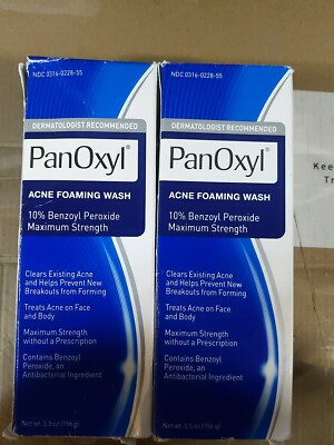 2 Pk PanOxyl Acne Foaming Wash 10% Benzoyl Peroxide 5.5 oz Exp 5/24 & 8 ...