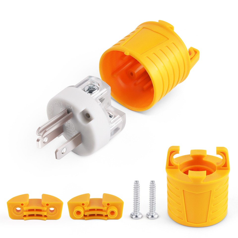 (10) Male & Female Extension Cord Electrical End Plugs Replacement ...