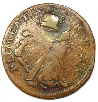 1670 New Jersey St Patrick Farthing Colonial Coin 1/4P. VF Detail ...