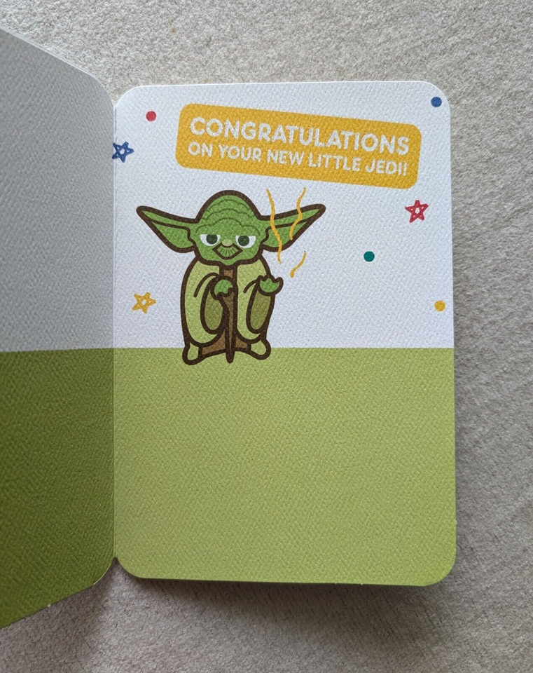 STAR WARS BABY Shower Greeting Card Baby Jedi Unisex Yoda R2D2 C3P0 ...