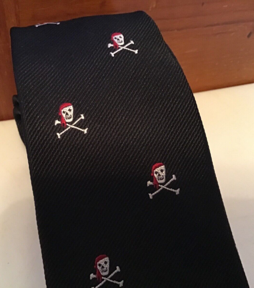 J.Crew Crewcuts Boys Necktie 50" Black 100% Silk Skull & Crossbones 2.5 ...
