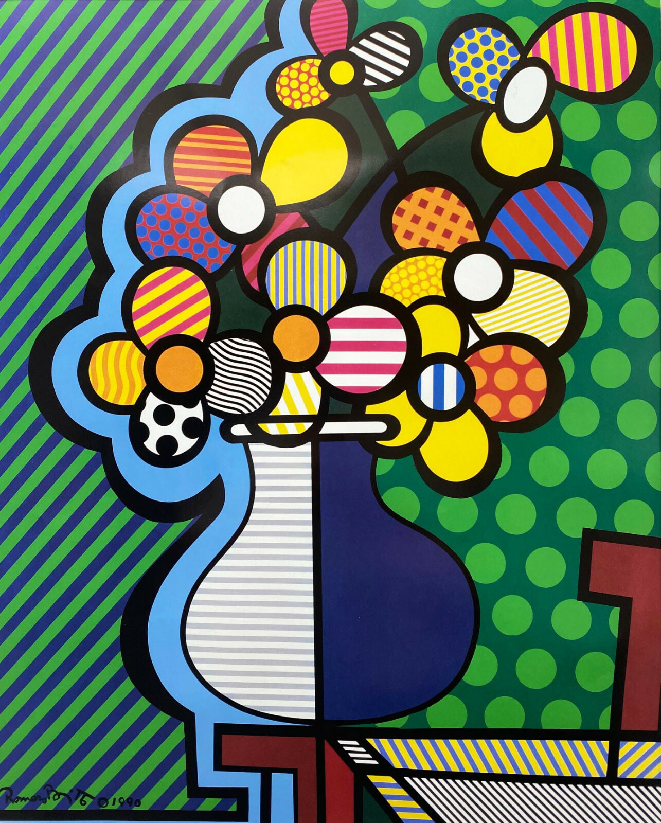 Romero Britto "Flowers" Newly Custom FRAMED POP ART PRINT RARE Out Of ...