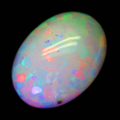 19.12ct HONEYCOMB Pattern Terrific Rainbow Play Semi Black Welo Opal ...