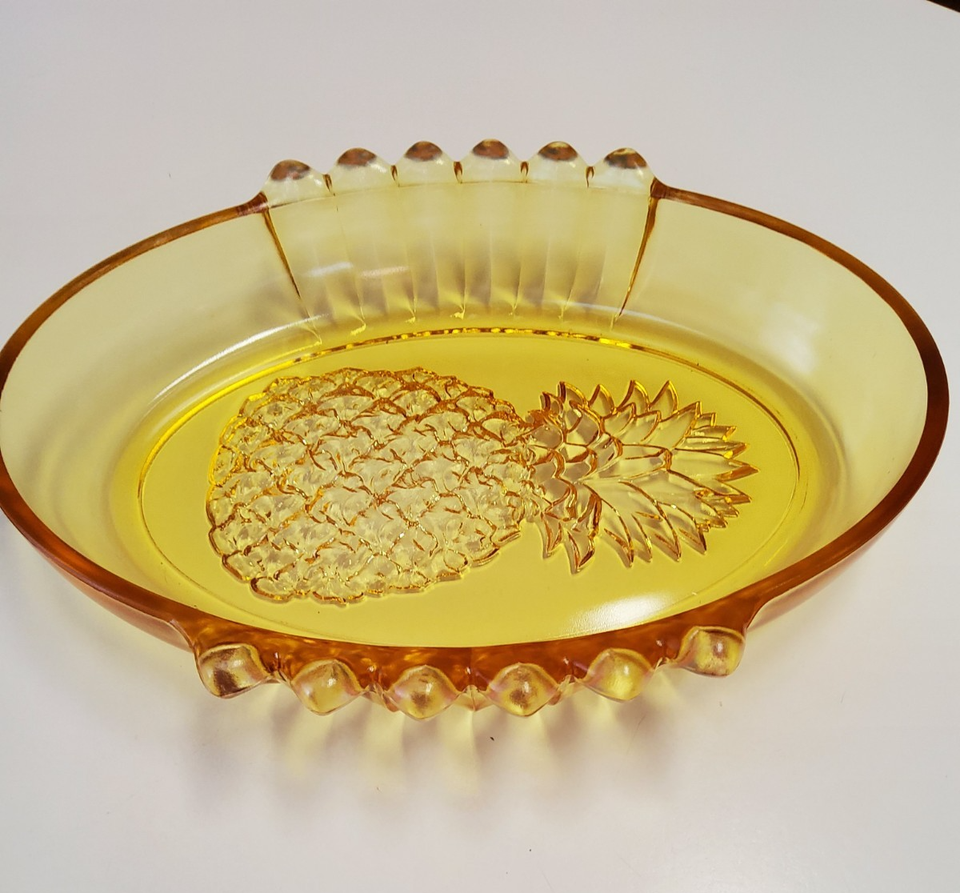 VINTAGE Tiara Indiana Glass Yellow Pineapple Serving Bowl | eBay
