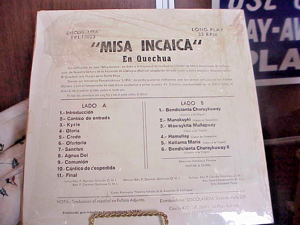ALBUM MISA INCAICA EN QUECHUA DISCO LYRA LPL 13023 | eBay