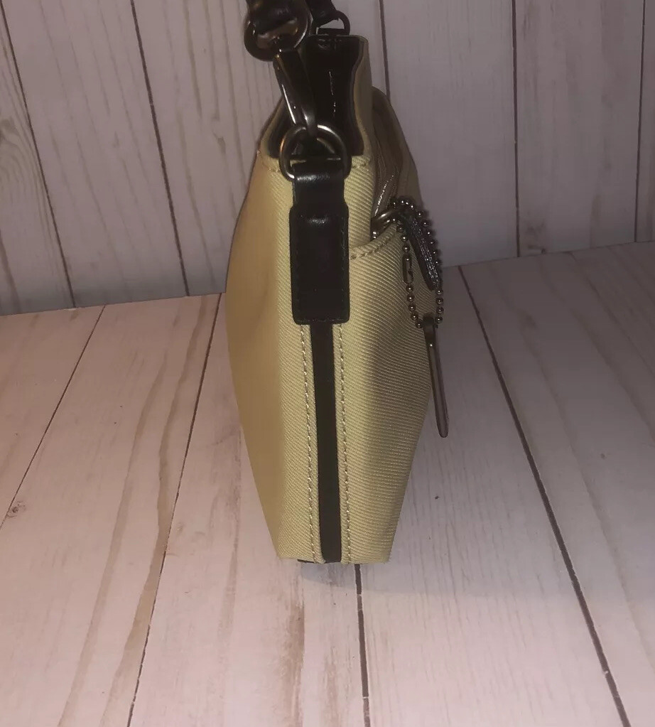 COACH Beige Canvas, Black Leather Mini Hand Bag Purse… - Gem