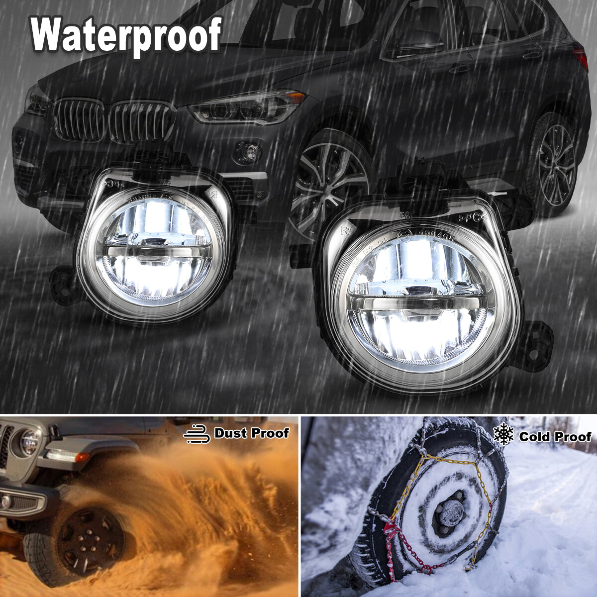 For 16-18 BMW X1/X4/X5/X6 LED Fog Lights 2011-2016 BMW X3 Front Bumper ...