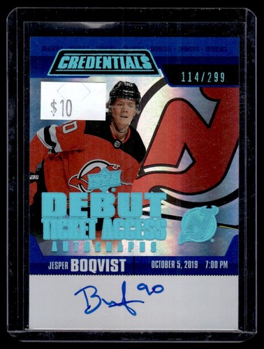 2023-24 Debut Ticket Blue Jesper Boqvist RC Auto 114/299 New Jersey ...