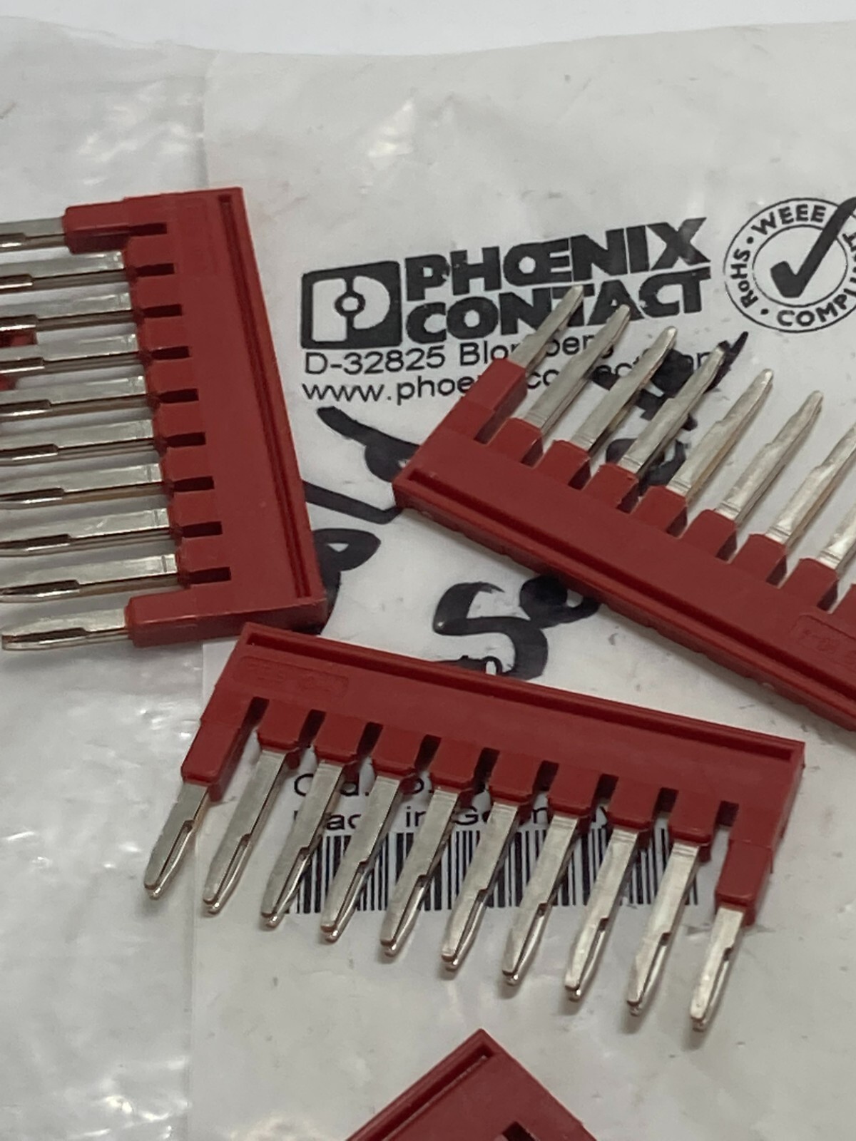 PHOENIX CONTACT FBS 10-4 PLUG-IN BRIDGE 10 POSITIONS COPPER PINS ( LOT ...