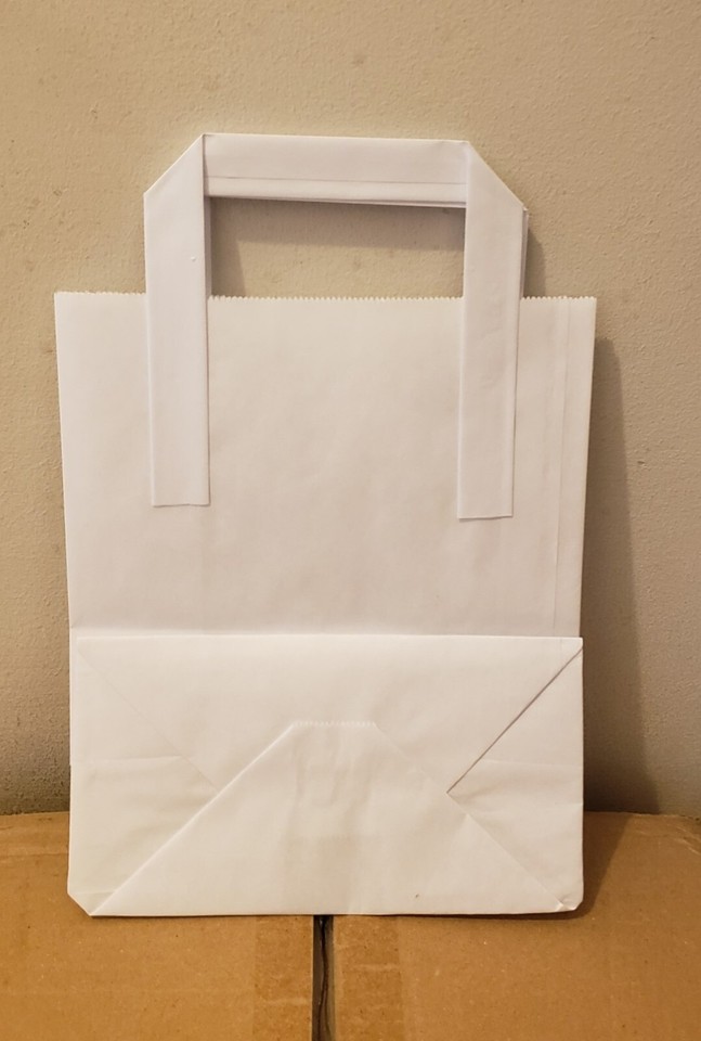 Small white paper carrier bags - 7x3.5x8.5 inches - Clearance | eBay