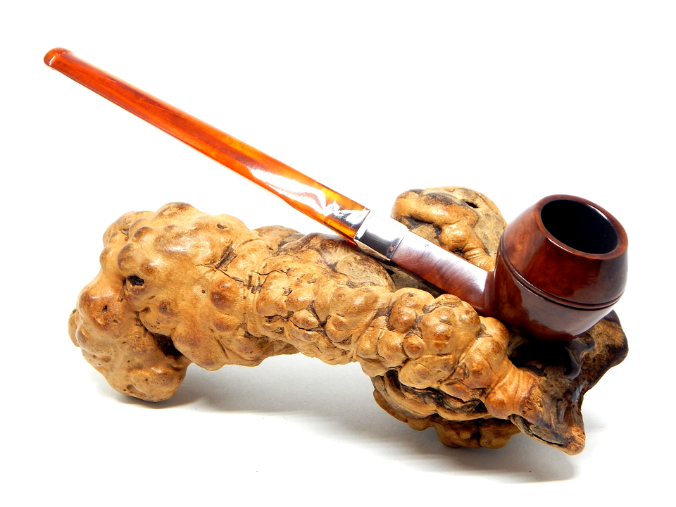 BFB c.1900 CASED 8"+ STRAIGHT BULLDOG ESTATE PIPE W/AMBER & STERLING | eBay