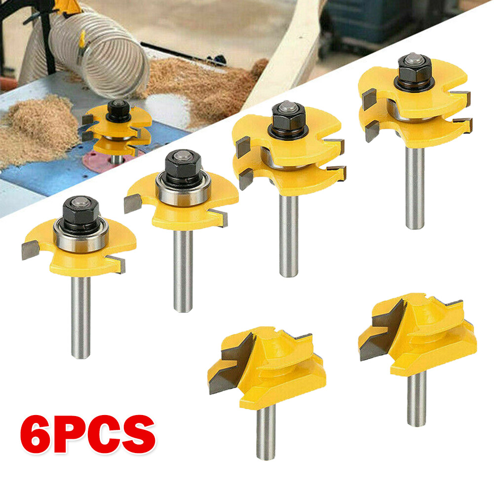 AU 6PCS 45 Degree Lock Miter Router Bit Woodwork Tenon Cutter Tool 1/4 ...