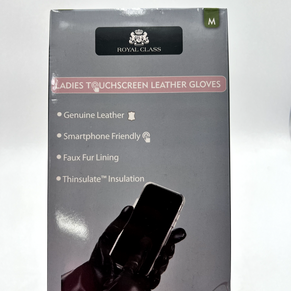 Royal Class Black Touchscreen Lined Faux Fur Goat Leather Women's ...