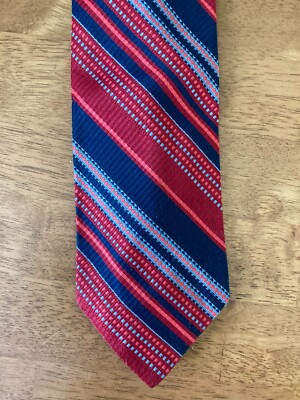 Gentry Beau Brummell Vintage Men's Tie Polyester Red Blue Pink Stripe ...