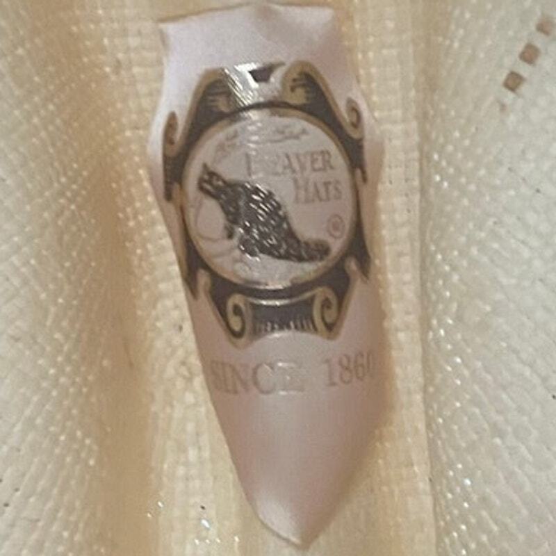 Beaver Hat Men's Ivory Off White Genuine Formosan Western Cowboy Hat SZ ...