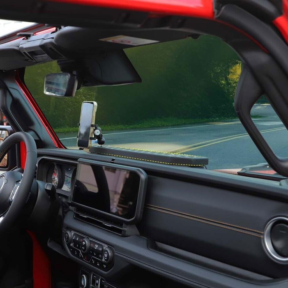 Center Console Phone Holder Mount Bracket Black For Jeep Wrangler JL JT ...