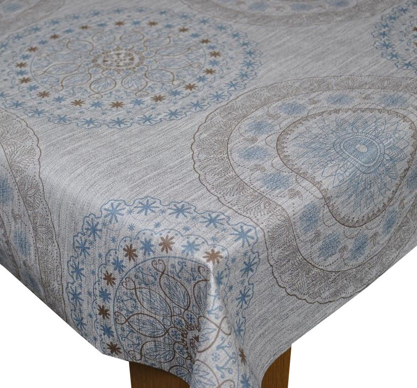 ROUND 140cm WIPE CLEAN Garden TABLECLOTH with PARASOL HOLE Outdoors PVC ...