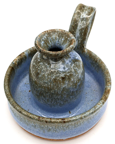 Hand Crafted Glazed Pottery Oil Lamp Handle Signed | eBay