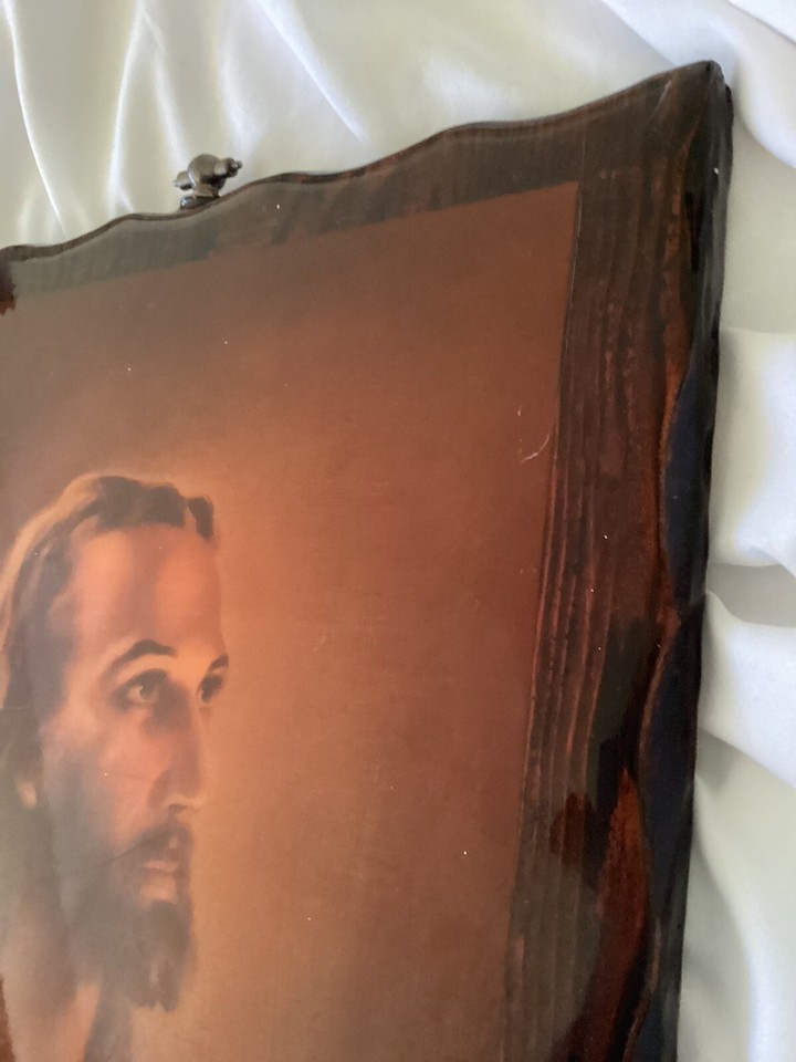 Warner Sallman Head Of Jesus Litho Print On Wood, Lacquer Finish Wall ...