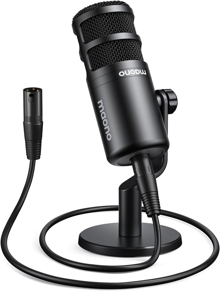 XLR Podcast Microphone, Cardioid Studio Dynamic Mic for Vocal Recording ...
