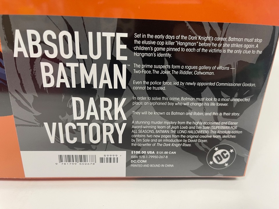 Absolute Batman Dark Victory (2025 Edition) DC Comics HC New Sealed in ...