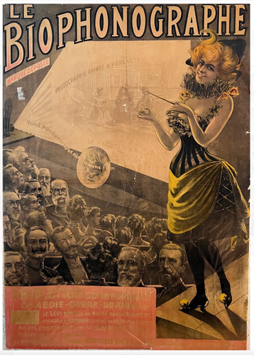 LE BIOPHONOGRAPHE EARLY CINEMA 1900 FILM POSTER AUGUSTE BARON ULTRA ...