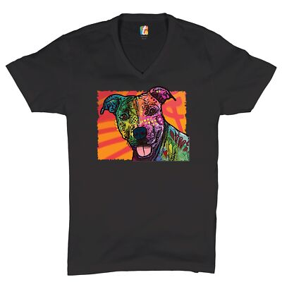 Colorful Pitbull V-Neck T-shirt Andy Maxx Dog Lover Pet Owner Adopt Tee ...