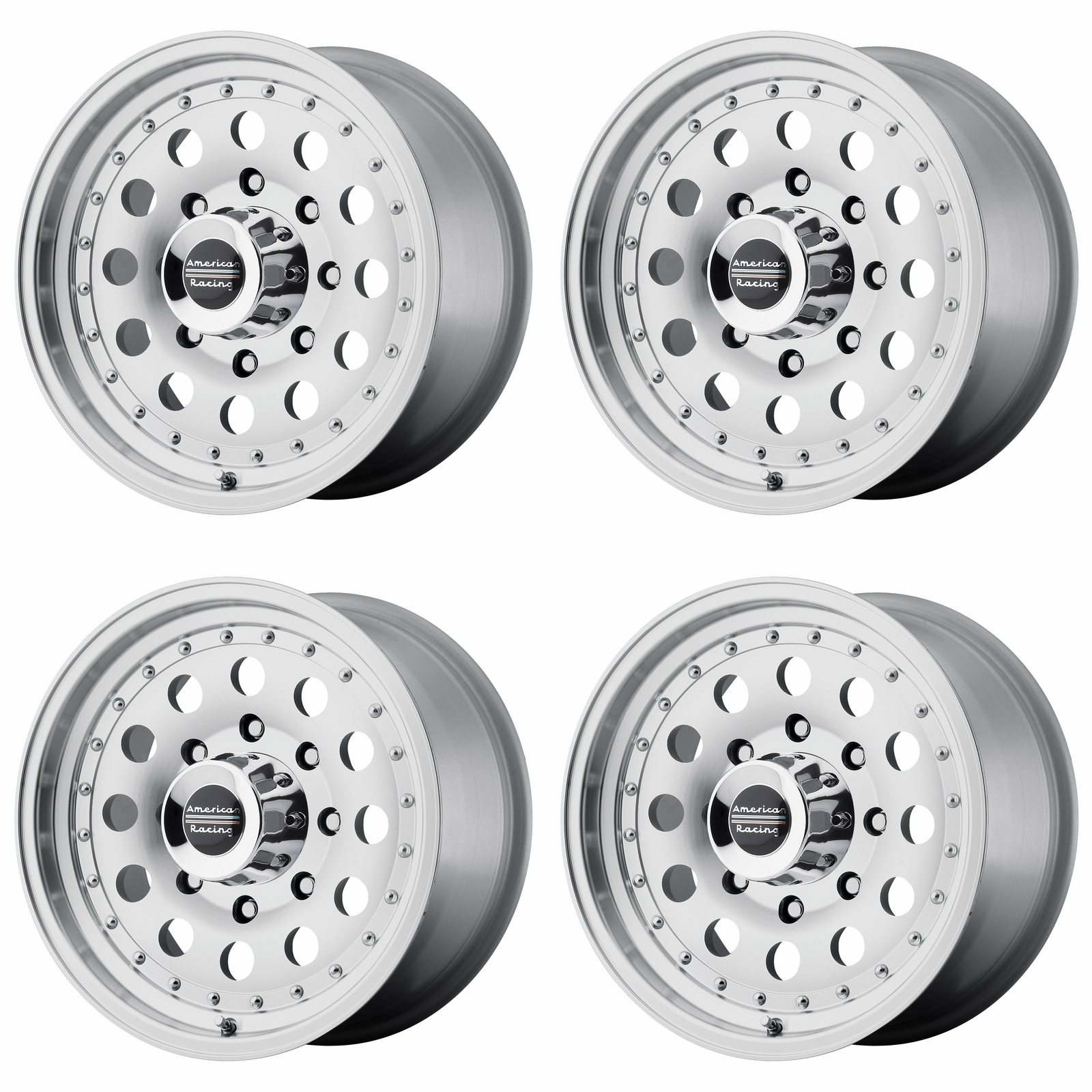 4x American Racing 15x8 AR62 Outlaw II Wheels Machined 5x5 5x127 -19mm ...