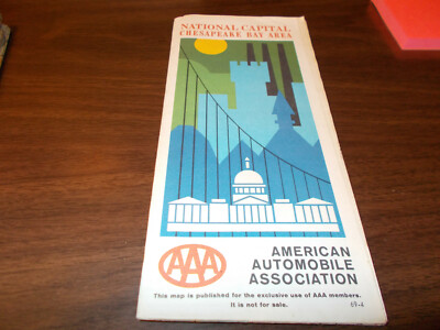1969 AAA National Capital / Chesapeake Bay Area Vintage Road Map | eBay