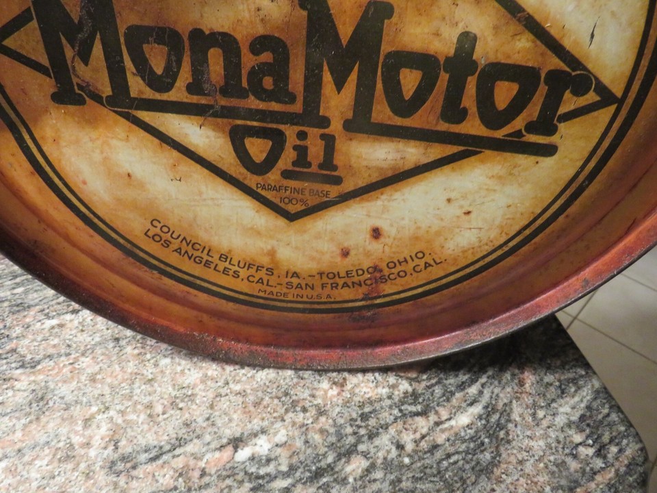 VINTAGE 1926 ORINIGAL MONA-MOTOR 5 GALLON ROCKER OIL CAN ALL ORINIGAL ...
