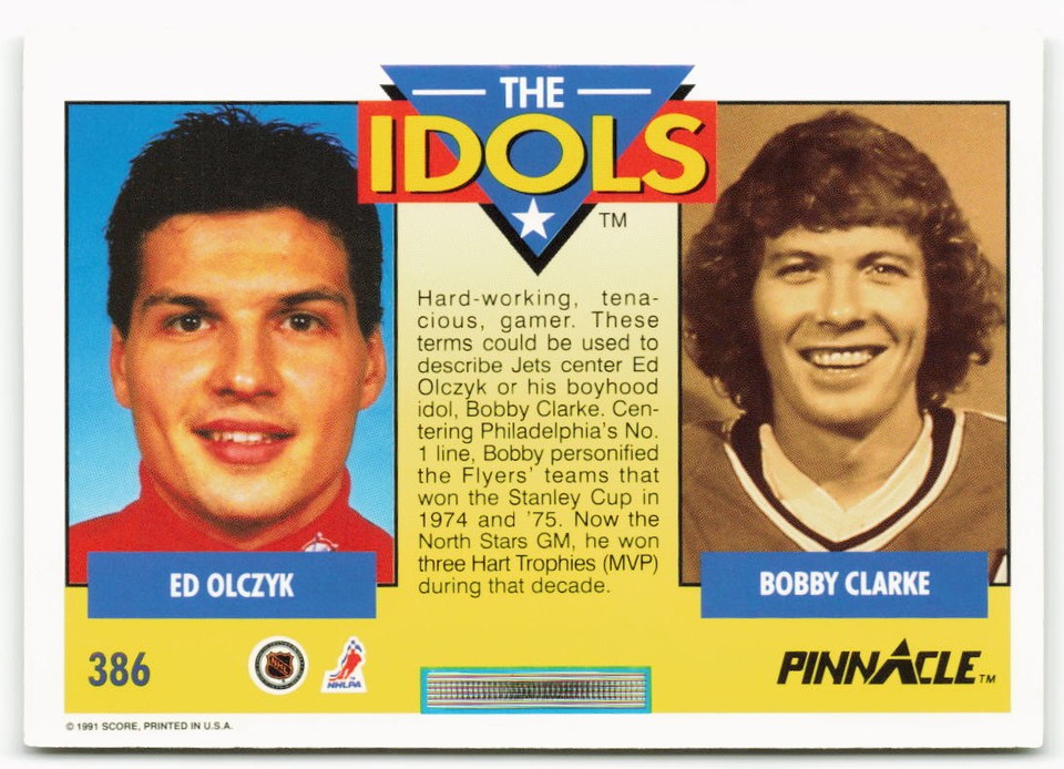 1991-92 Ed Olczyk - Bobby Clarke Pinnacle Idols - Winnipeg Jets | eBay