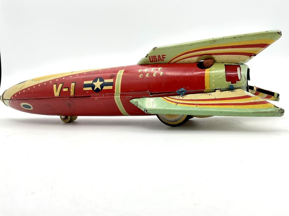 1950 Masudaya V-1 USAF Sparkling Space Ship Rocket Rare Vintage Tin ...
