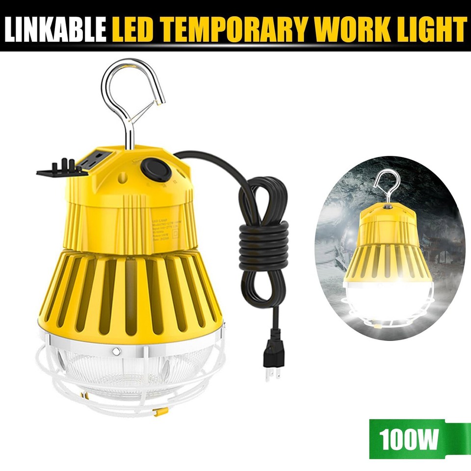 LED Temporary Work Light 100W 5000K 14000LM Linkable Construction Job ...