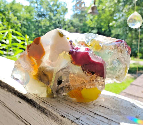 glass rock slag aquarium landscape multi color slag glass art lapidary ...