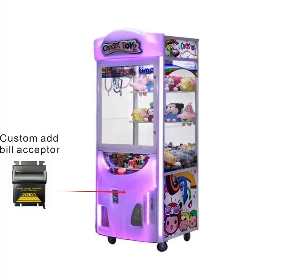 Crazy Toy 2 Claw Machine with Bill & Coin Acceptor – Arcade Crane Game ...