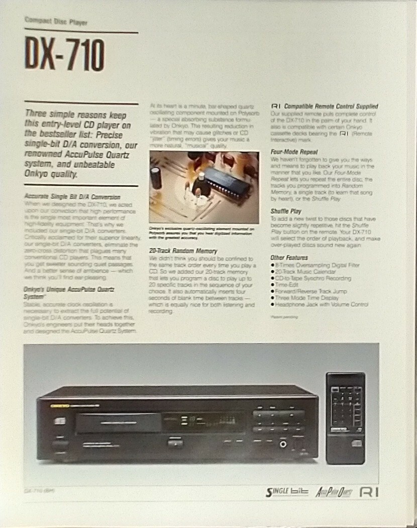 RARE 1990'S INTEGRA DX-710/C909 CD/CHANGER PLAYER FACTORY INFO SHEET | eBay
