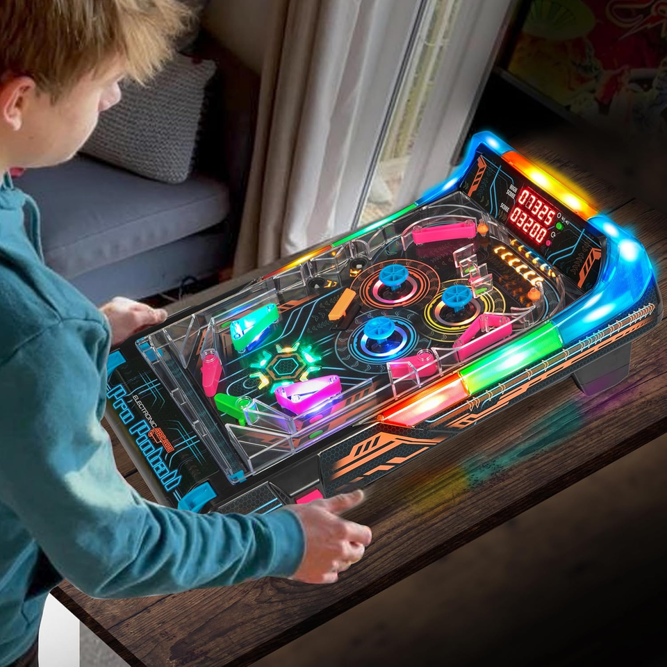 Electronic Arcade Pro Pinball - Light & Sound Tabletop Game, Dual LED ...