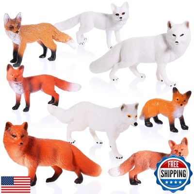 8 Pieces Fox Animal Toy Figures Set Realistic Arctic Fox Red Foxes ...