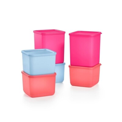 NEW tupperware Basic Bright 6 pc SET storage canister leftover fridge ...