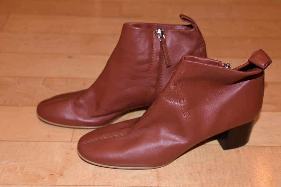 NWOB Everlane Italian Leather Day Ankle Boots Brick Red/Brown Italy ...